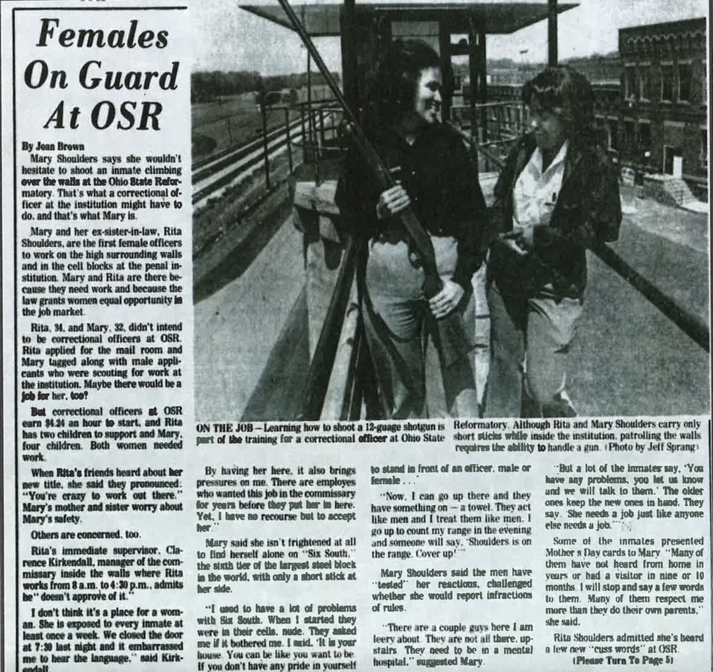 Females On Guard At OSR - The Ohio State Reformatory Preservation Society
